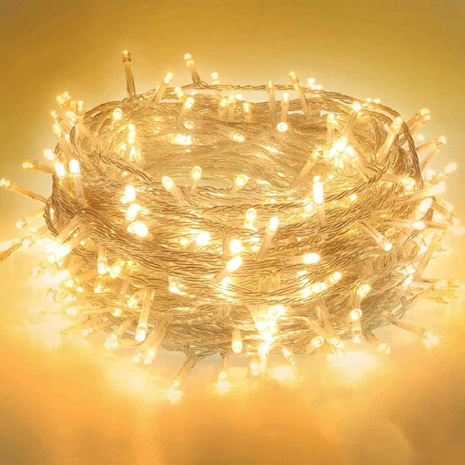 FEIJUNWA 32.8fT 100 LED String Light, 8 Lighting Modes Fairy Twinkle String Lights Wedding Party Home Garden Bedroom Outdoor Indoor Wall Decorations, Warm White