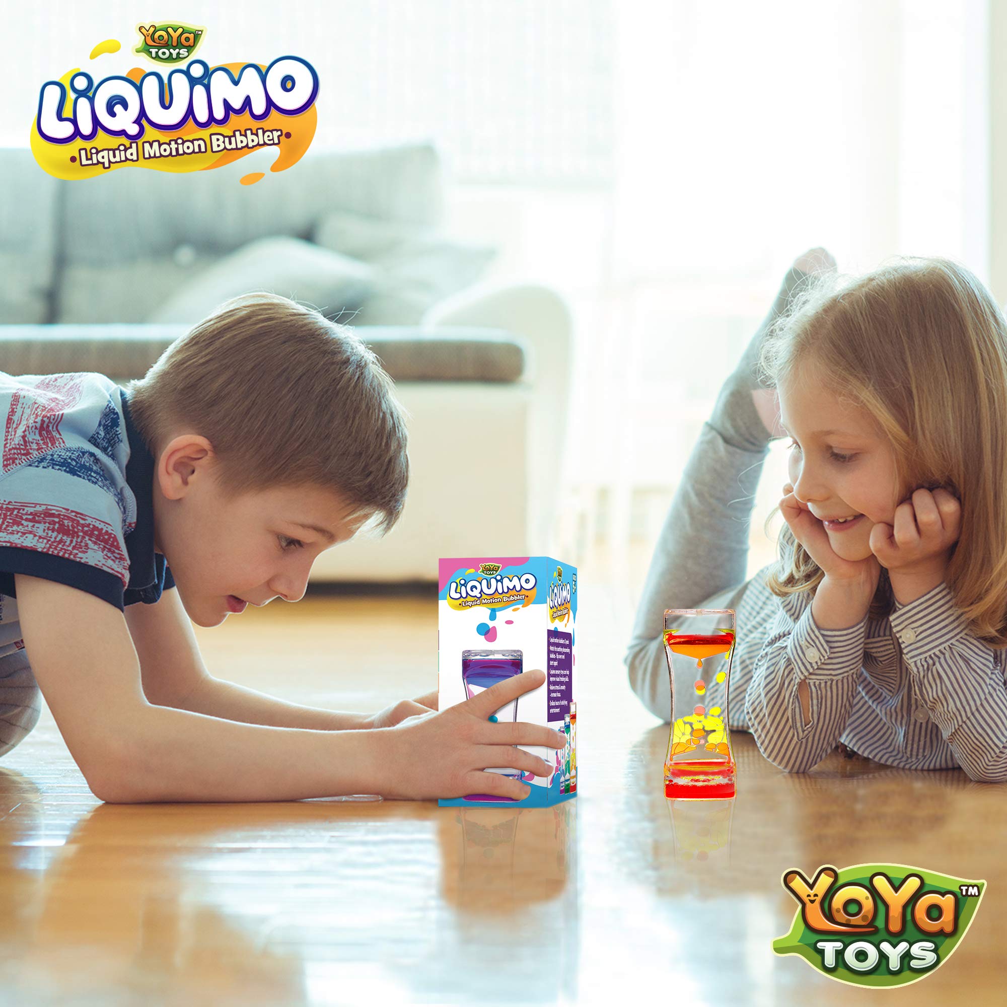 Yoya Toys Liquimo - Liquid Motion Bubbler for Kids and Adults (3-Pack) - Hourglass Liquid Bubbler - Timer for Sensory Play, Fidget Toy - Stress Management - Cool Desk Décor