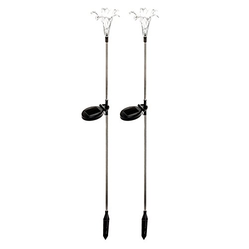 Unido Box Lily Flower Solar Garden Stake Light LED Color-Changing, Set of 2