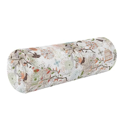 xigua Leaf Bird Neck Roll Pillow for Neck Relief with Removable Washable Cover - Memory Foam Round Cylinder Bolster, Ergonomically Designed for Head, Neck, Back, and Legs