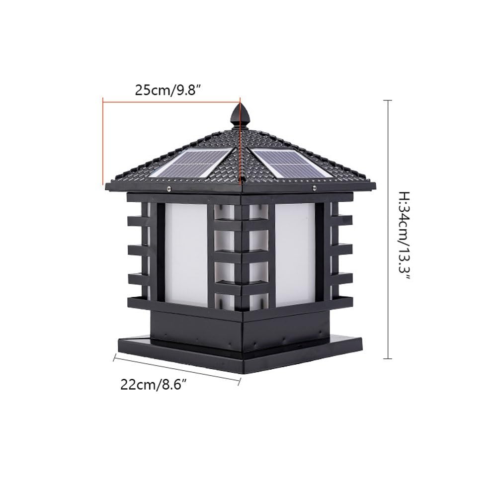 MODEBHD Courtyard Door Bollard Pillar Lamp, Dusk to Dawn Auto On/Off Solar Powered Post Lights, Waterproof IP65 Outdoor Post Light, Decoration Parks Community Lawn Post Lantern, Post Lamp