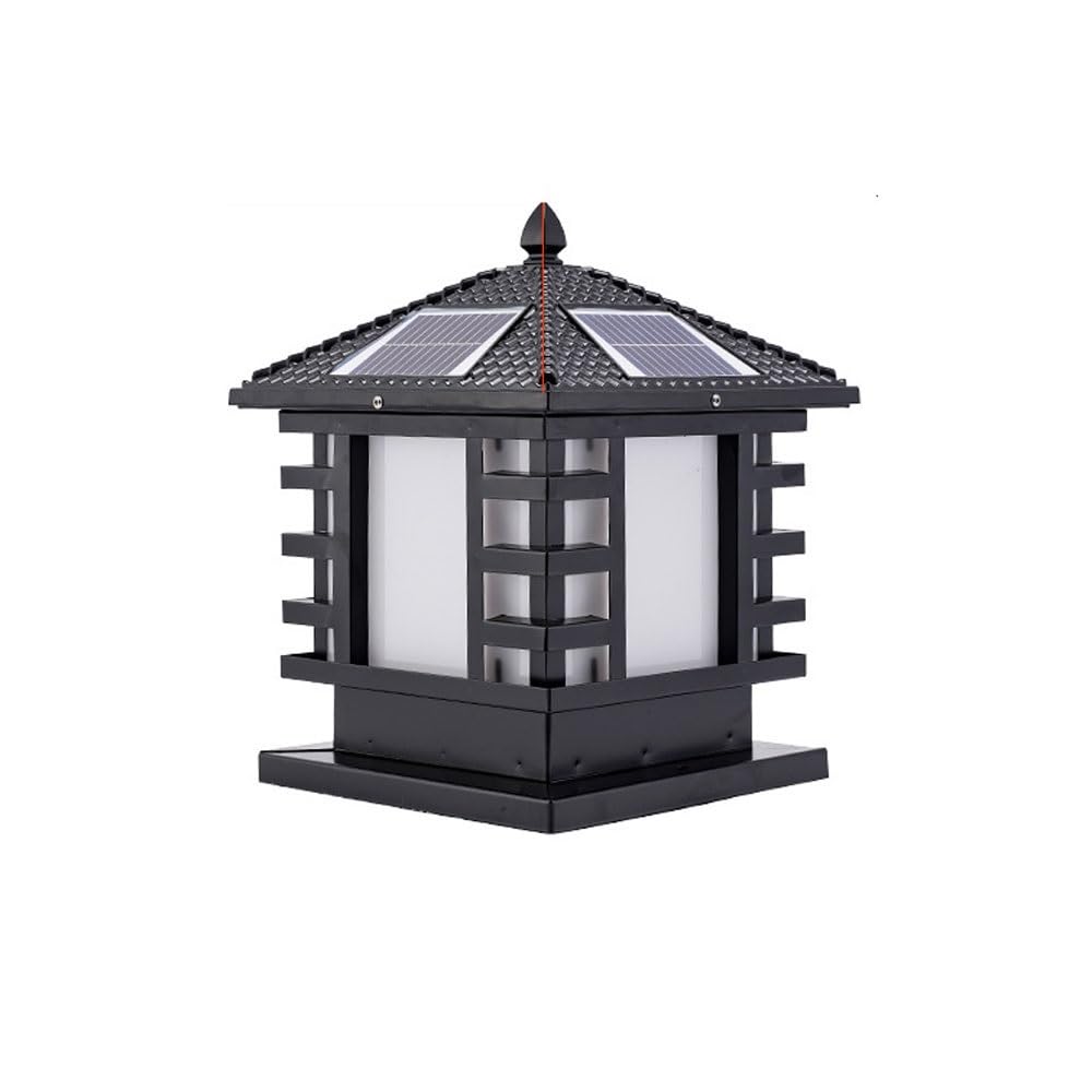 MODEBHD Courtyard Door Bollard Pillar Lamp, Dusk to Dawn Auto On/Off Solar Powered Post Lights, Waterproof IP65 Outdoor Post Light, Decoration Parks Community Lawn Post Lantern, Post Lamp