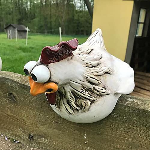 Feniyue 3PCS Funny Chicken Decor Garden Statues, Resin Statues Outdoor Decorative Stakes, Yard Art Sculptures for Backyard Farm Patio Lawn Fence Decorations, Rooster Kitchen