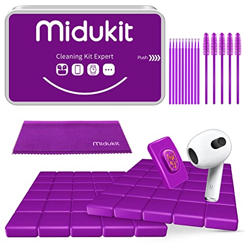 Midukit Cleaner Kit for Airpod, Cleaning Kit compatible with Airpods, Earbud Cleaning Putty, fits Earbud Phone Ear Wax Dirt, Cleaner Putty with Microfiber Cleaning Cloth & Brushes, Earbud Cleaning Kit