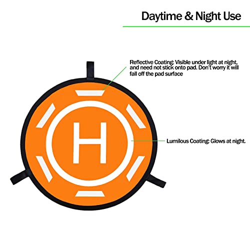 Drone Landing Pad, 21.65''/55cm Luminous Drones Launch Mat Fast-fold Double Sided Helipad for DJI Mini 3 PRO/Mavic AIR 2/AIR 2S/Mavic Mini 2/SE/1,Mavic 2 PRO,DJI Phantom 3/4 Inspire,DJI AVATA/Zoom