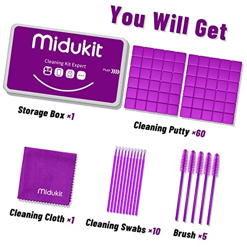 Midukit Cleaner Kit for Airpod, Cleaning Kit compatible with Airpods, Earbud Cleaning Putty, fits Earbud Phone Ear Wax Dirt, Cleaner Putty with Microfiber Cleaning Cloth & Brushes, Earbud Cleaning Kit