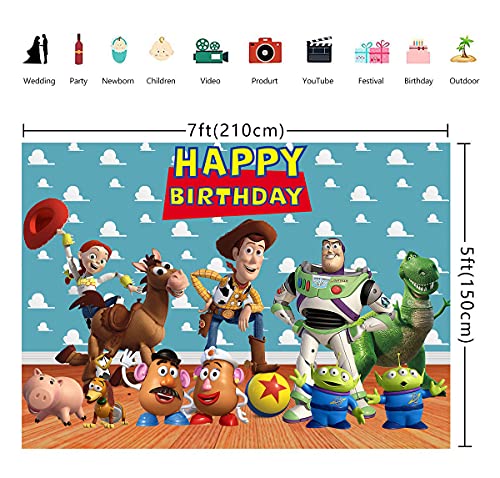 GUOBING Betta Cartoon Happy Birthday Backdrop for Toy Video Theme Party Kids Birthday Cake Table Decoration Backdrop Baby Birthday Banner Photobooth Background 7x5ft
