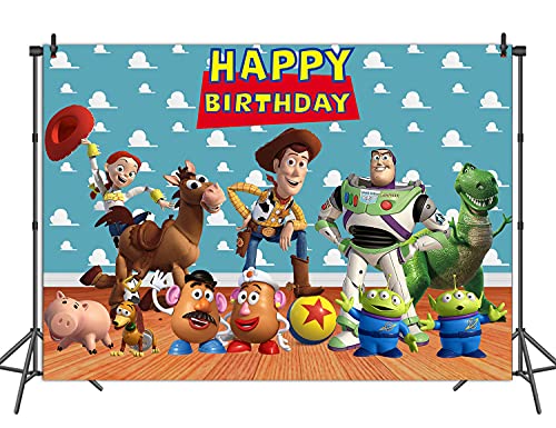 GUOBING Betta Cartoon Happy Birthday Backdrop for Toy Video Theme Party Kids Birthday Cake Table Decoration Backdrop Baby Birthday Banner Photobooth Background 7x5ft