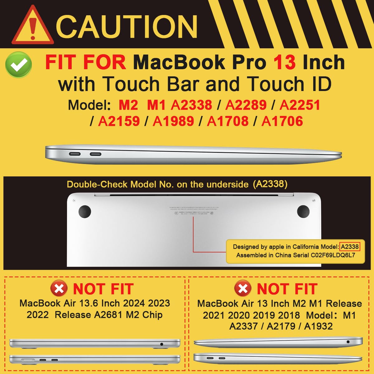 Batianda for MacBook Pro 13 inch Case 2020 2022 Release M2 Chip A2338 M1 A2289 A2251, Plastic Rubberized Matte Hard Shell Case with Keyboard Cover for Newest MacBook Pro 13'' Touch Bar, Rock Grey