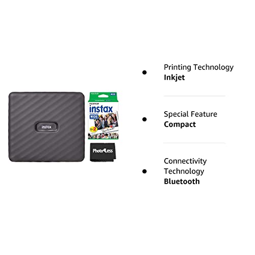 Fujifilm Instax Link Wide Printer Mocha Grey + Wide Twin Pack Instant Film + Cloth