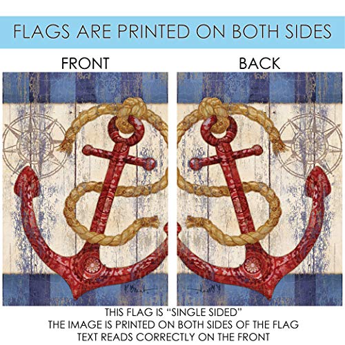 Toland Home Garden 1010001 Rustic Anchor And Compass Boat Flag 28x40 Inch Double Sided Boat Garden Flag for Outdoor House Ship Flag Yard Decoration