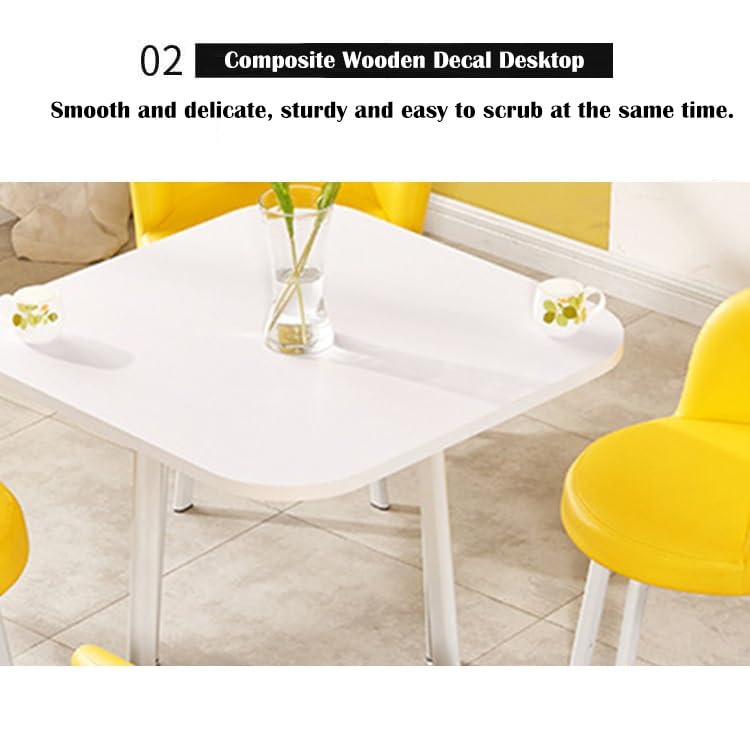 EpuzeR Small Dining Office Conference Table, Office Reception Meeting Room Table Simple Kitchen Table 80cm Living Room Table and 4 Chair Combination for Home Bedroom (Color : Red)
