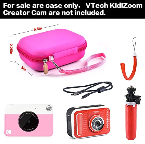 Kids Camera Case for VTech KidiZoom Creator Cam HD Video Camera/ for KODAK Printomatic Digital Instant Print Cameras Toys, Carrying Storage Organizer Bag Also Holds Tripod Accessories(Box Only)-Pink