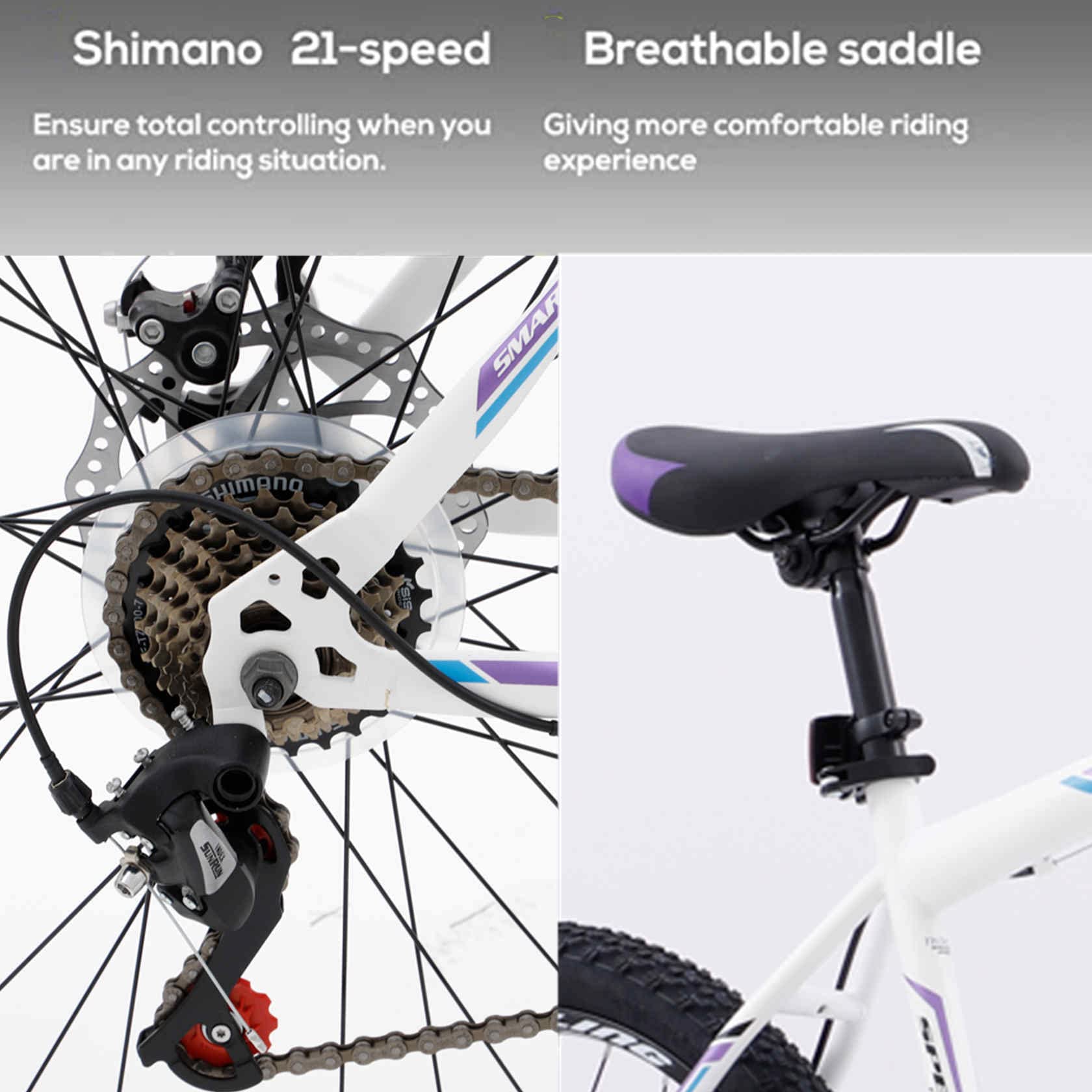 KADOCHNIKOVA Mens and Womens Hybrid Bike, 21 Speed, 26-Inch Wheels, Step-Through or Step-Over Frame, Front and Rear Fenders (Purple)