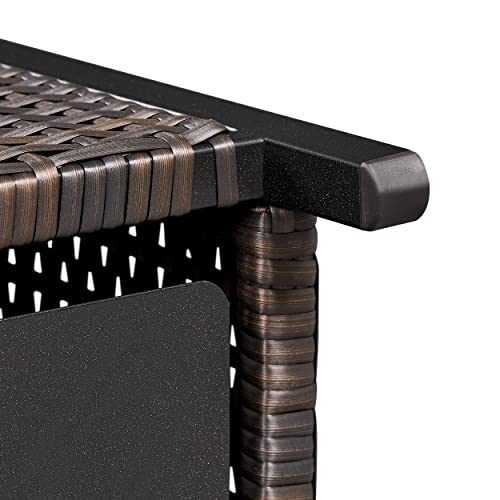 Yaheetech PE Wicker Side Table End Table Outdoor Patio Umbrella Stand All Weather Bistro Table, with 1.5" Umbrella Hole, for Garden, Pool, Deck