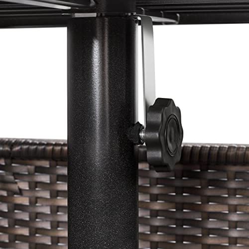 Yaheetech PE Wicker Side Table End Table Outdoor Patio Umbrella Stand All Weather Bistro Table, with 1.5" Umbrella Hole, for Garden, Pool, Deck