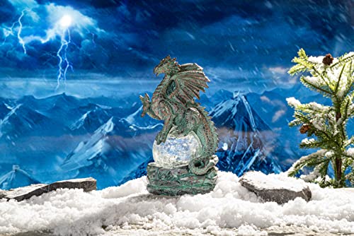 TERESA'S COLLECTIONS Dragon Garden Sculptures & Statues,Solar Outdoor Statues Resin Dragon Figurines, Bronze Gothic Decor Lawn Ornaments Yard Art for Patio Table Deck Balcony Decorations, 8.6 Inch