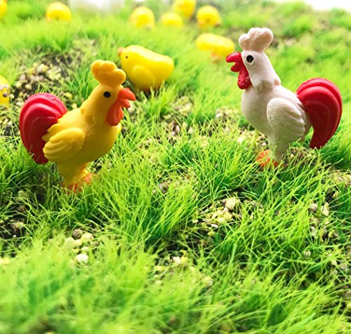 DoTebpa 22Pcs Miniature Family Chicken,Cock,Hen,Egg,Chicken Nest Ornament Micro Landscape Fairy Garden Décor
