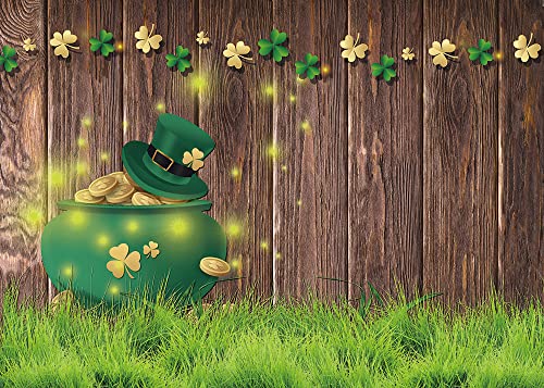 Happy St Patrick's Day Background Lucky Irish Shamrock Board Photography Backdrop for Baby Shower Birthday Party Decor Banner 7x5ft
