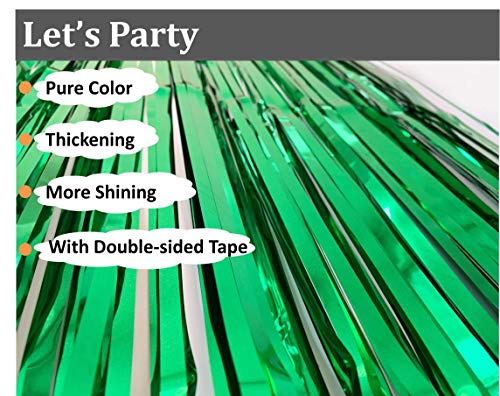 Vanujoy 3 Pack 3.3ft x 6.6ft Green Foil Fringe Backdrop Curtains Party Decoration for Birthday Bachelorette Party Engagement Bridal Shower Baby Shower Graduation