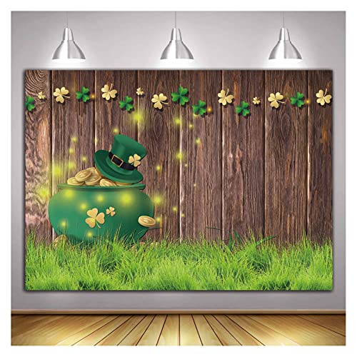 Happy St Patrick's Day Background Lucky Irish Shamrock Board Photography Backdrop for Baby Shower Birthday Party Decor Banner 7x5ft