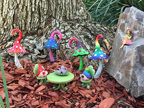 GlitZGlam Magical Miniature Mushroom Collection - 4 Fairy Garden Beautiful Miniature Mushrooms Included. A Gnome- Fairy Garden Accessory