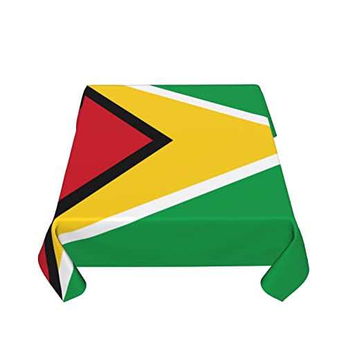 LIICHEES Flag of Guyana Tablecloth Kitchen Dining Room 54"x54" Square Washable Table Cover Outdoor Garden Picnic Tablecloths