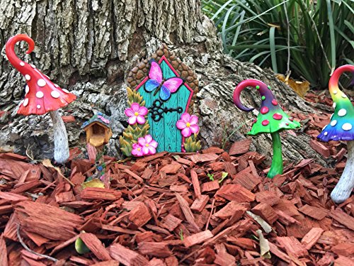 GlitZGlam Magical Miniature Mushroom Collection - 4 Fairy Garden Beautiful Miniature Mushrooms Included. A Gnome- Fairy Garden Accessory