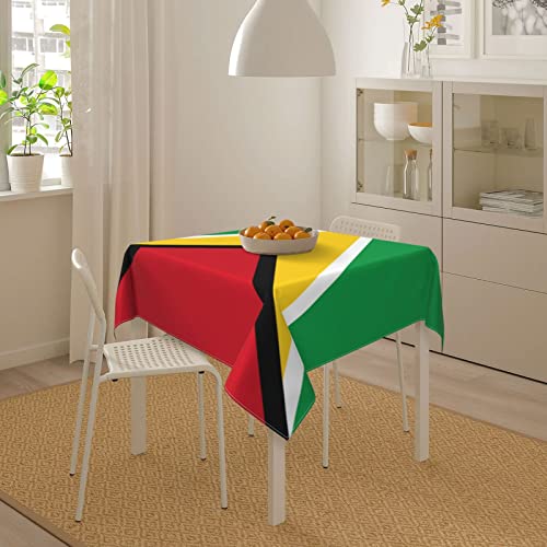 LIICHEES Flag of Guyana Tablecloth Kitchen Dining Room 54"x54" Square Washable Table Cover Outdoor Garden Picnic Tablecloths