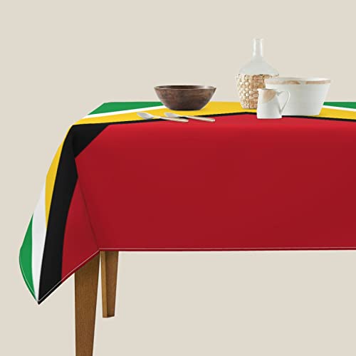 LIICHEES Flag of Guyana Tablecloth Kitchen Dining Room 54"x54" Square Washable Table Cover Outdoor Garden Picnic Tablecloths