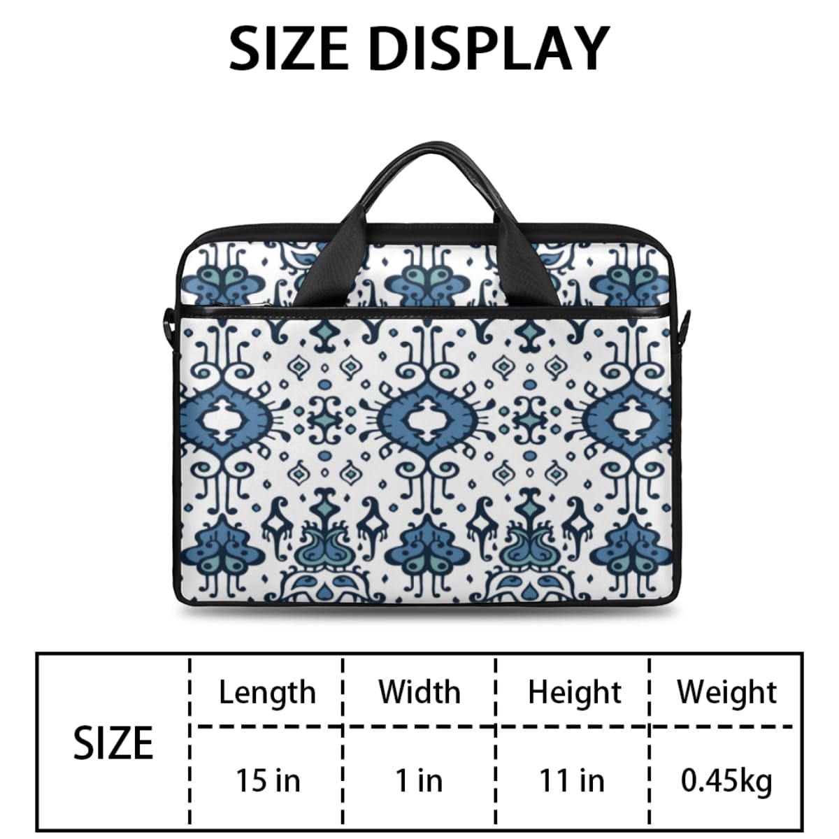 Vintage Ethnic Pattern Laptop Computer Bag Waterproof Shoulder Messenger Bag 13-15 inch Durable Laptop Tote Bag with Shoulder Strap Handle Lightweight Crossbody Briefcase