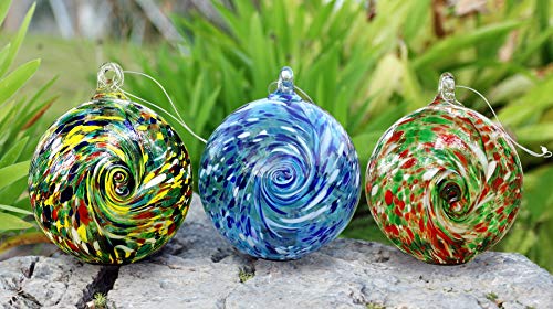 Artisan Crafts and Design 6-Inch Solar Powered Hanging Galaxy Glass Gazing Ball Outdoor Garden Decoration (Aqua-Blue)