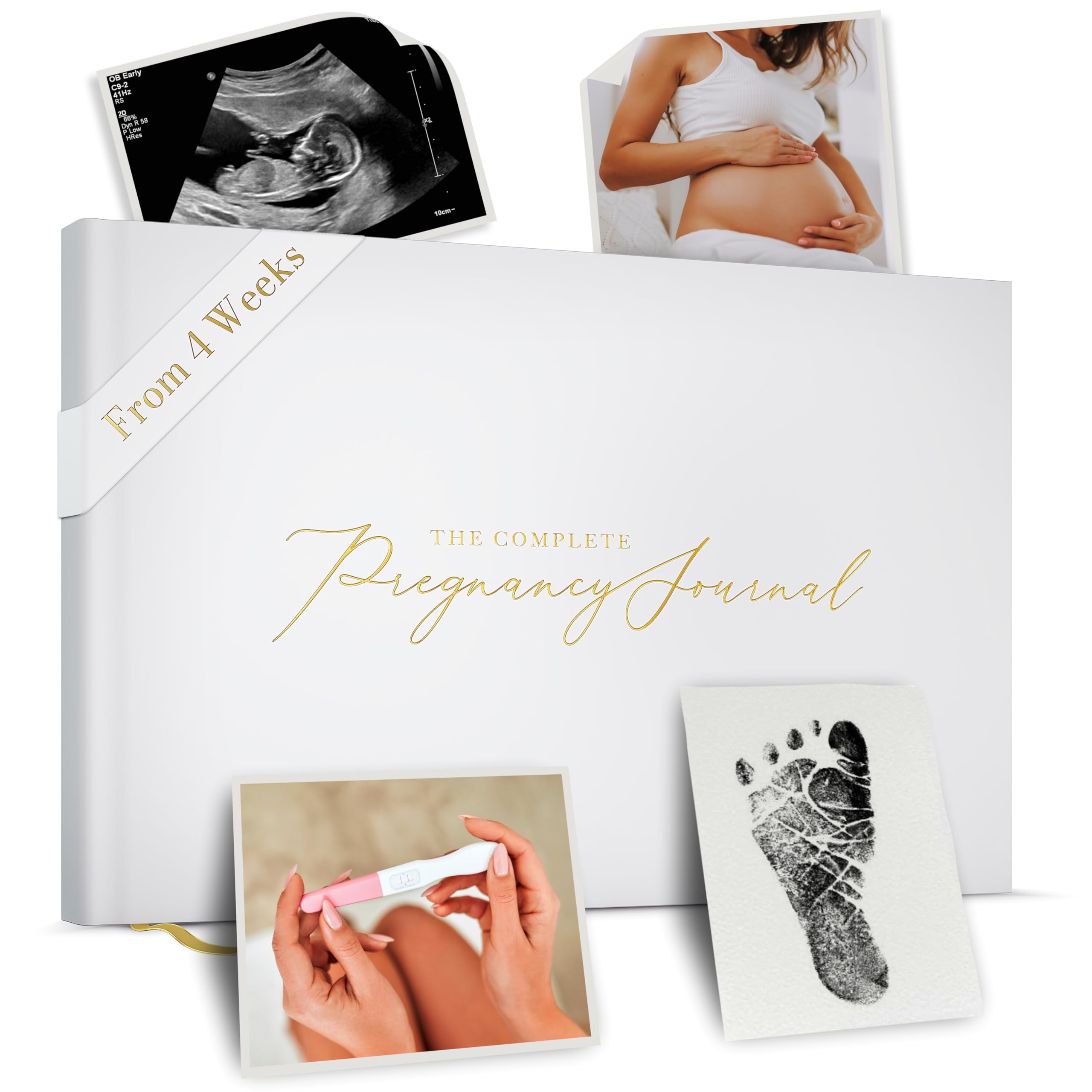 Pregnancy Journal For First Time Moms - Keepsake Memory Book Pregnancy Photo Journals - 40 Weekly Calendars Milestone Journey - 200 Page Baby Book Mom Gifts - Space For Ultrasound Photos & Tracking