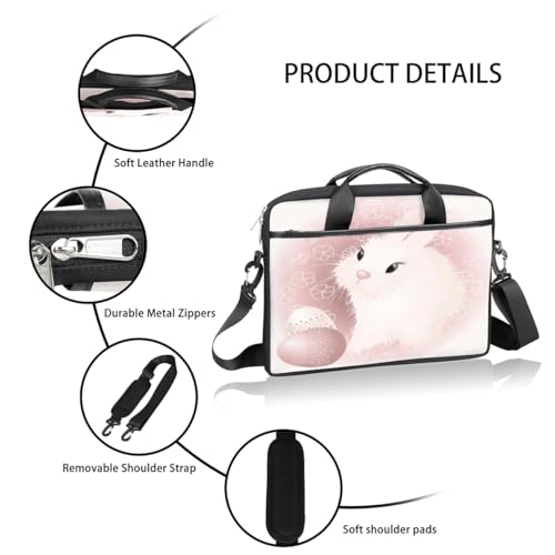 Easter Bunny Laptop Computer Bag Waterproof Shoulder Messenger Bag 13-15 inch Durable Laptop Tote Bag with Shoulder Strap Handle Lightweight Crossbody Briefcase