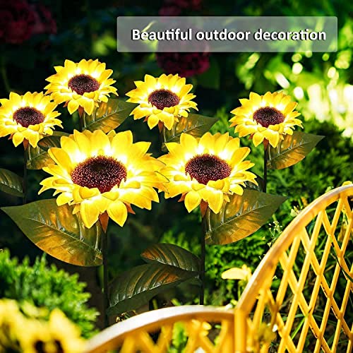 2 Pack Sunflower Solar Lights Outdoor Garden Decorative, Automatic Charging Solar Garden Lights Decorative, IP65 Waterproof LED Landscape Solar Outdoor Lights for Garden Patio Lawn Yard