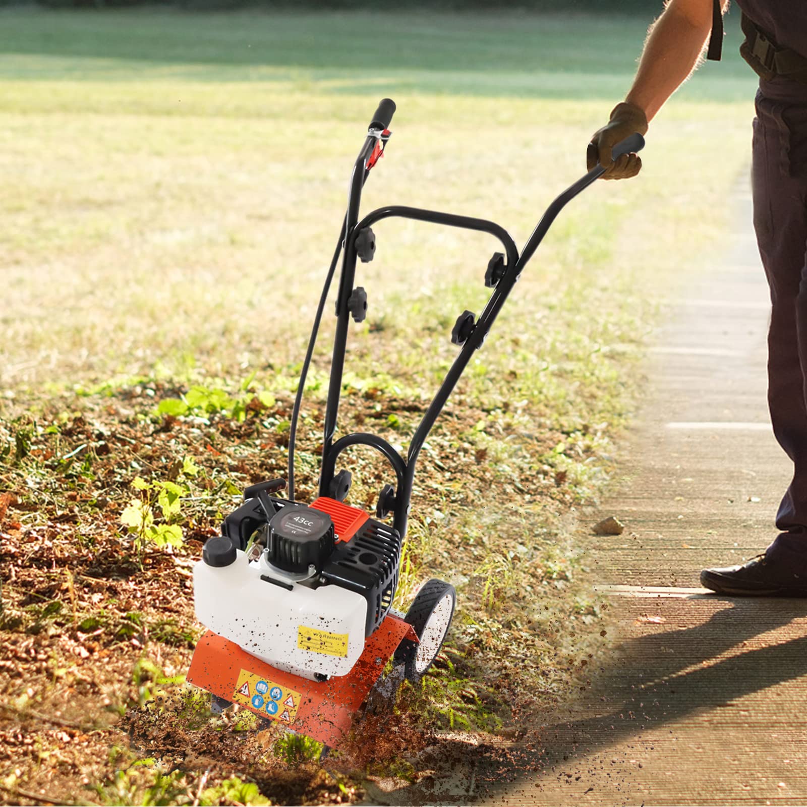 Tiller Cultivator, 43cc 2-Cycle Viper Engine, 0-3.94β Adjustable Height, 3.94β Max Depth, Overhand Handlebars, Lightweight