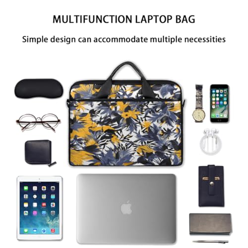 Art Flowers Laptop Computer Bag Waterproof Shoulder Messenger Bag 13-15 inch Durable Laptop Tote Bag with Shoulder Strap Handle Lightweight Crossbody Briefcase