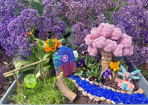GlitZGlam Ethan's Magical Tree with a Matching Fairy Bench for The Enchanted Fairy Garden (9 Inch Tall) - A Fairy Garden Accessory