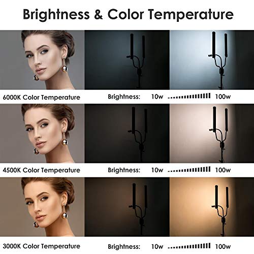 Fotodiox Selfie Starlite Stix Vlog Light Kit w/Tripod - 2X 11in Bi-Color Dimmable LED Wand Lights for Portrait, Photography, Makeup, YouTube, Live Streaming Video and More