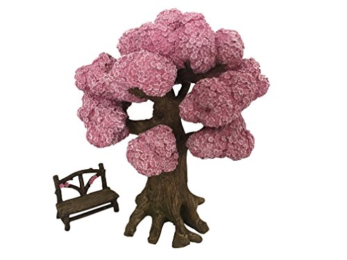 GlitZGlam Ethan's Magical Tree with a Matching Fairy Bench for The Enchanted Fairy Garden (9 Inch Tall) - A Fairy Garden Accessory