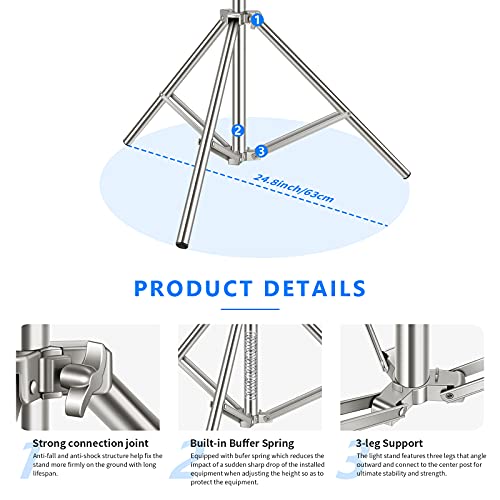 NEEWER 79"/2m Stainless Steel Light Stand, Spring Cushioned Heavy Duty Photography Tripod Stand with 1/4β to 3/8β Universal Screw Adapter for Strobe, LED Video Light, Ring Light, Monolight, Softbox