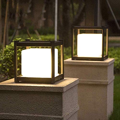 NAMSAR Column Lamp Waterproof Solar Column Headlights, Outdoor Light Outdoor Waterproof Wall Lamp Post Simple Outdoor Garden Villa Garden Light Villa Outdoor Gate Light ( Size : 19*22cm )