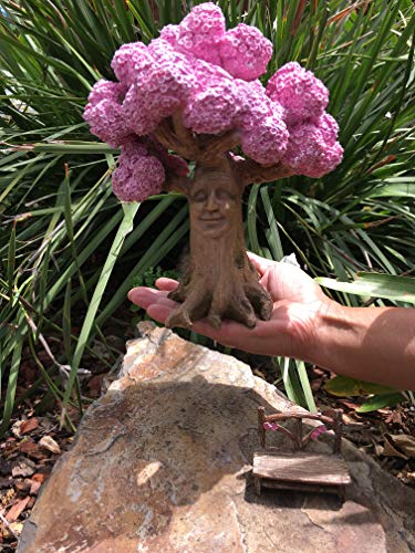 GlitZGlam Ethan's Magical Tree with a Matching Fairy Bench for The Enchanted Fairy Garden (9 Inch Tall) - A Fairy Garden Accessory