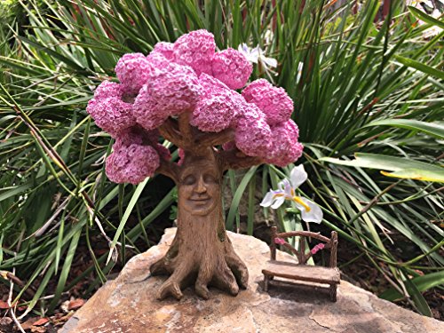 GlitZGlam Ethan's Magical Tree with a Matching Fairy Bench for The Enchanted Fairy Garden (9 Inch Tall) - A Fairy Garden Accessory