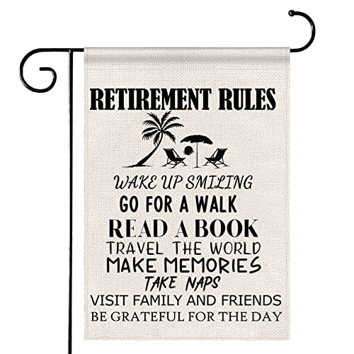POFULL Retirement Rules Garden Flag Retirement Yard Sign Retired Nurse Teacher Coworker (Retirement Rules Flag)