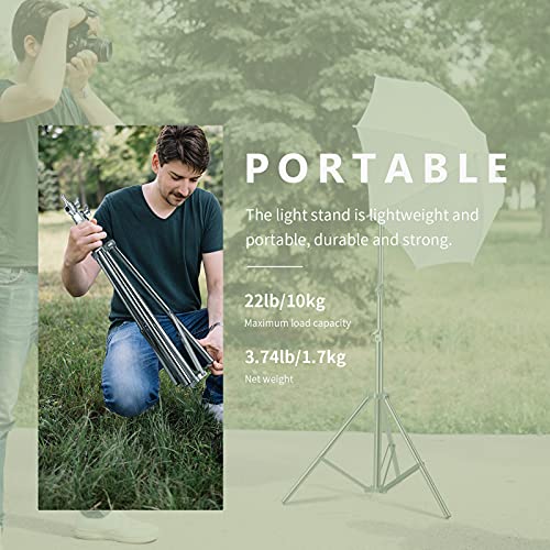 NEEWER 79"/2m Stainless Steel Light Stand, Spring Cushioned Heavy Duty Photography Tripod Stand with 1/4β to 3/8β Universal Screw Adapter for Strobe, LED Video Light, Ring Light, Monolight, Softbox