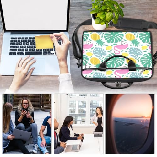 Pineapple Palm Tree Laptop Computer Bag Waterproof Shoulder Messenger Bag 13-15 inch Durable Laptop Tote Bag with Shoulder Strap Handle Lightweight Crossbody Briefcase