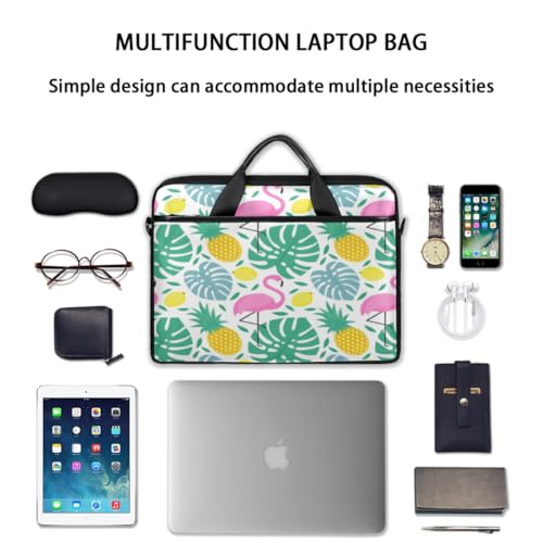Pineapple Palm Tree Laptop Computer Bag Waterproof Shoulder Messenger Bag 13-15 inch Durable Laptop Tote Bag with Shoulder Strap Handle Lightweight Crossbody Briefcase