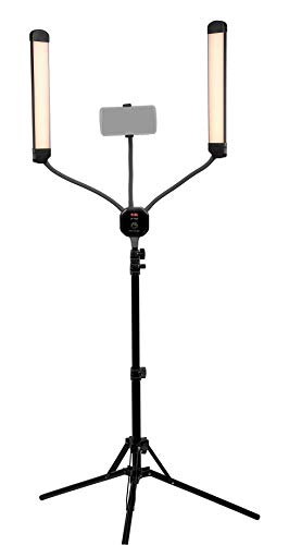 Fotodiox Selfie Starlite Stix Vlog Light Kit w/Tripod - 2X 11in Bi-Color Dimmable LED Wand Lights for Portrait, Photography, Makeup, YouTube, Live Streaming Video and More