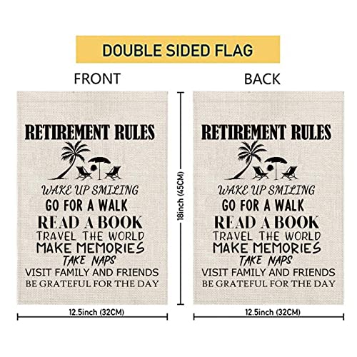 POFULL Retirement Rules Garden Flag Retirement Yard Sign Retired Nurse Teacher Coworker (Retirement Rules Flag)